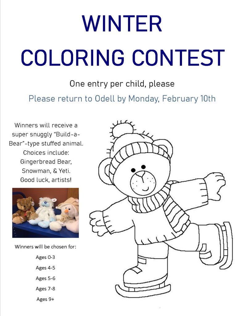 winter coloring contest flyer 2020 – Odell Public Library